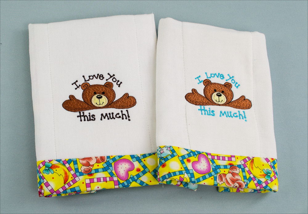 Simply Wonderful Things Bear "I love you this much" Burp Cloths-Set of Two