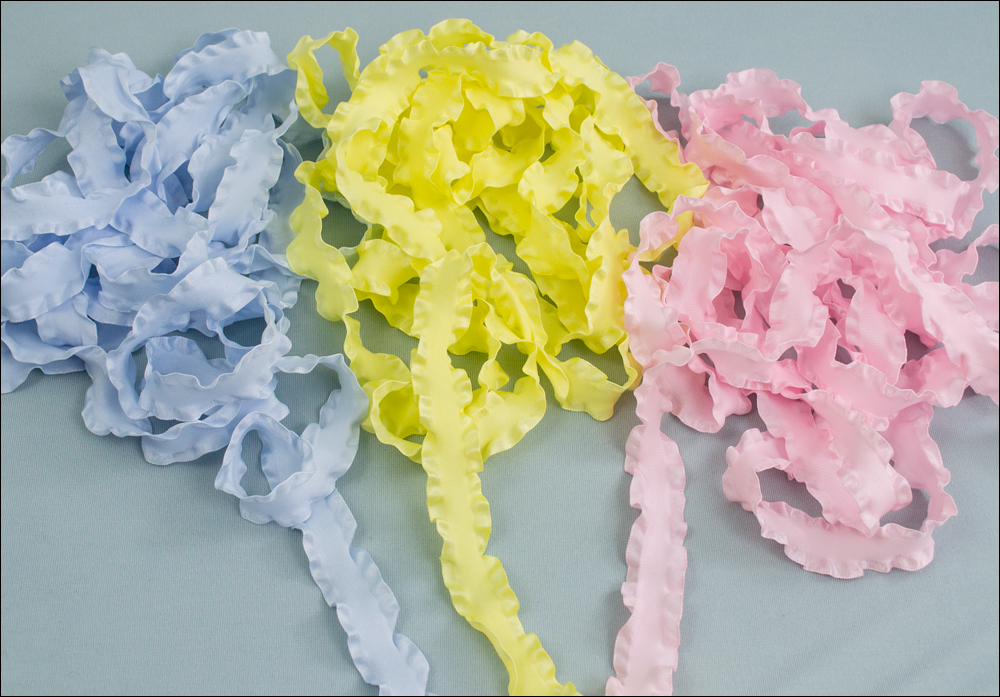 Simply Wonderful Things Double Ruffle Ribbon in three colors, by the yard